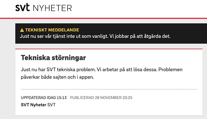 SVT har teknikstrul | Expressen