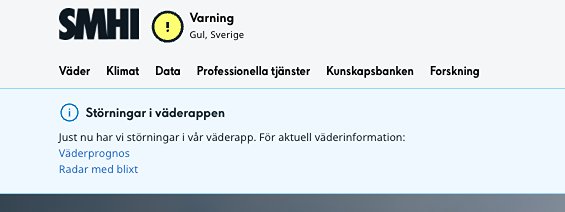 Störningar i SMHI:s väderapp | Expressen